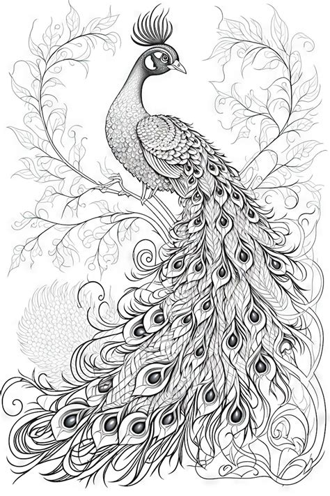 Adult Colouring Book Peacock