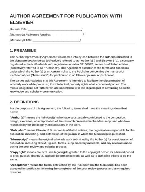 Author Elsevier Agreement Template Fill Out And Sign Online Dochub