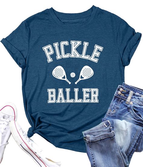 Pickleball Shirts Women Pickleball Heartbeat Graphic T