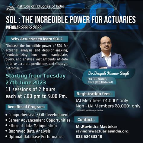 Institute Of Actuaries Of India On Linkedin Webinar Training Learning Actuarialscience