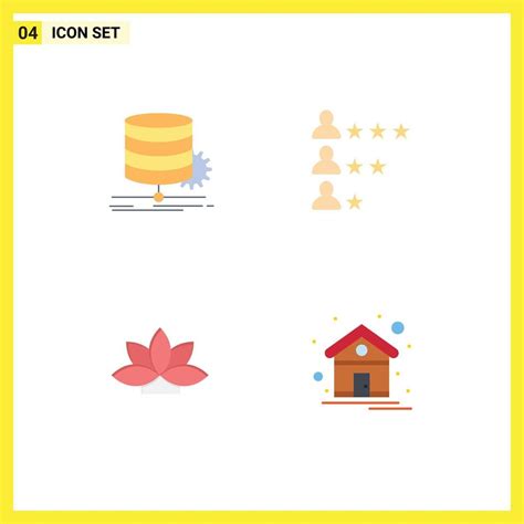 Stock Vector Icon Pack Of 4 Line Signs And Symbols For Algorithm Flower Diagram Job Lotus