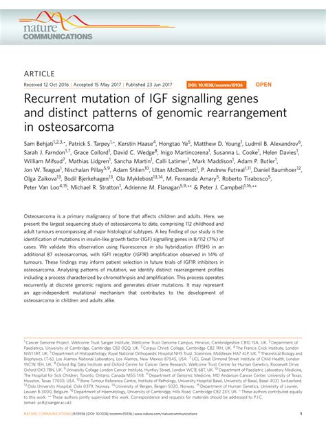 Pdf Recurrent Mutation Of Igf Signalling Genes And Distinct Patterns