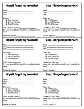 Oops I Forgot My Recorder By Lauren Strait Tpt