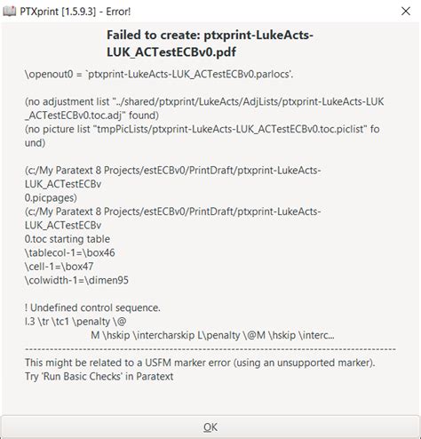 generate table of contents option causes error failed to create