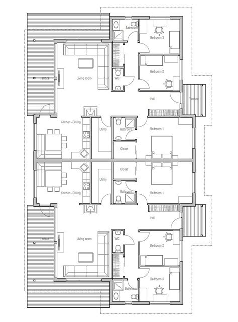 Semi Detached House Plan Ch121d Contemporary Home Design Blueprint