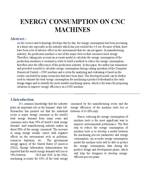 Energy Consumption On Cnc Machines Pdf Machining Secondary Sector
