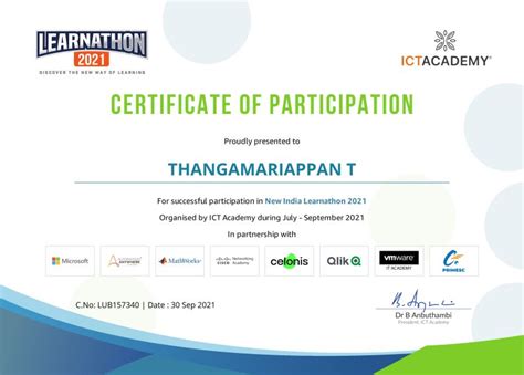 Learnathon2021 Certification Thangamariappan Thiruvadiraj