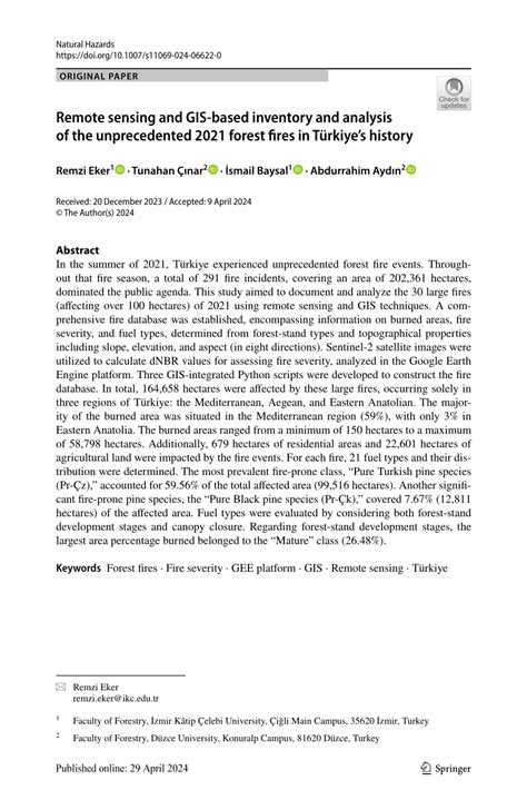 Pdf Remote Sensing And Gis Based Inventory And Analysis Of The Unprecedented 2021 Forest Fires