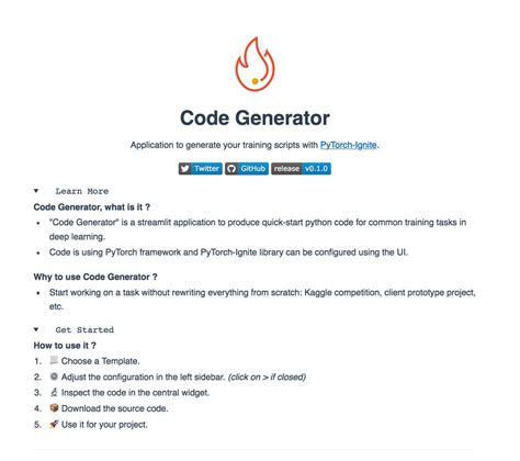 Pytorch Ignite On Twitter Excited To Announce Our New Code Generator Application To Generate