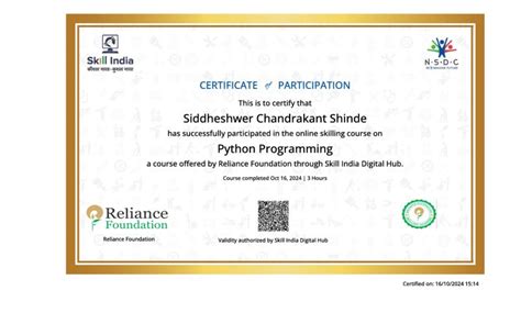 Siddheshwar Shinde On Linkedin Skillindia Reliancefoundation