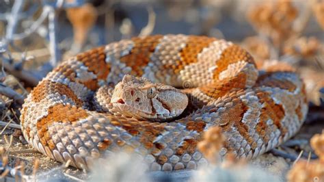 Brown And White Snake Curled Up On Ground Stock Image Image Of Scales