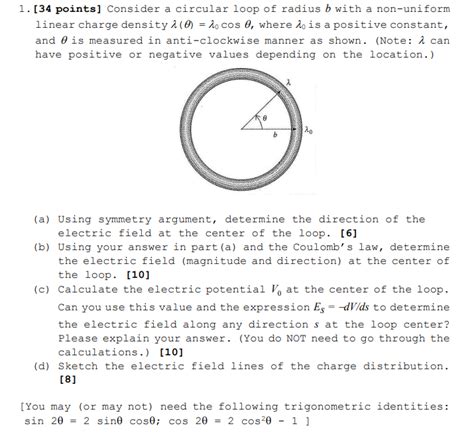 Solved Points Consider A Circular Loop Of Radius B Chegg