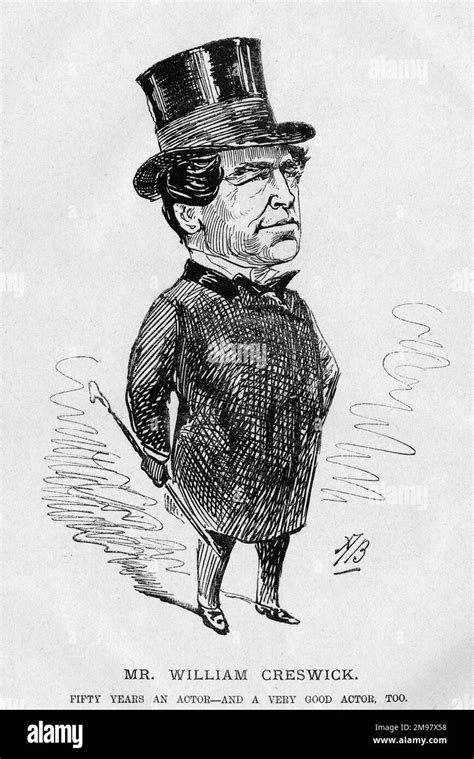 Cartoon Portrait Mr William Creswick 1813 1888 English Actor Stock