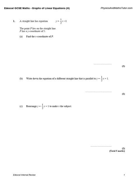 Graphs Of Linear Equations H Pdf Line Geometry Equations