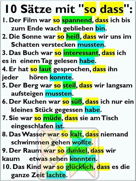 Sätze Mit So Dass A2 B1 Sodass German Phrases Learning German