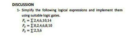 solved discussion 1 simplify the following logical