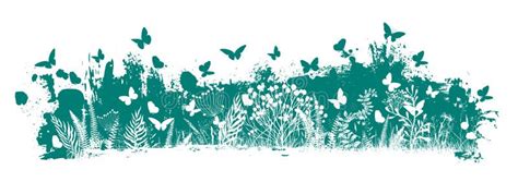 Blue Grass With Butterflies Vector Illustration Stock Vector Illustration Of Graphic Drawing
