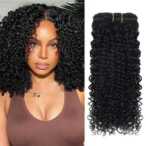 Lanwiuku Curly Clip In Hair Extensions Real Human Hair 3b