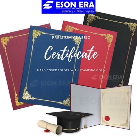 Certificate Folder A4 Hard Cover With Hot Stamping Gold Certificate