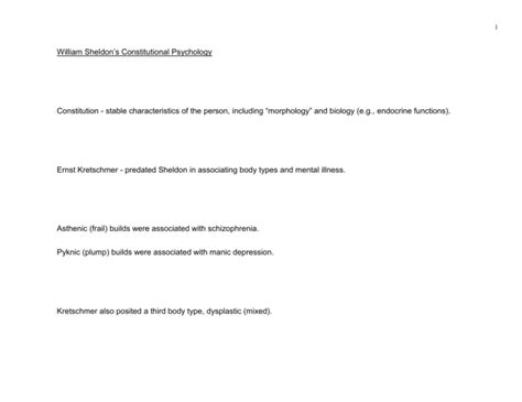 Sheldons Constitutional Psychology Body Types And Personality