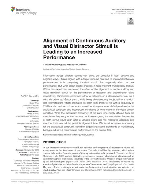 Pdf Alignment Of Continuous Auditory And Visual Distractor Stimuli Is Leading To An Increased