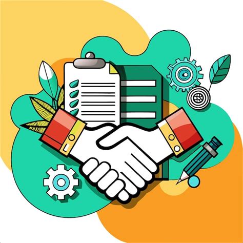 Two Hands Shaking A Clipboard With Checklist Gears Leaves And A Syringe