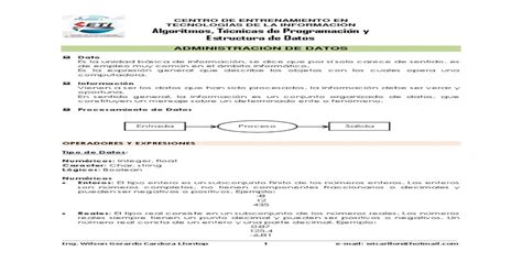 Administración De Datos Algoritmos Técnicas De Programación Y