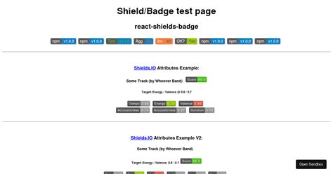 React Shields Badge Examples CodeSandbox