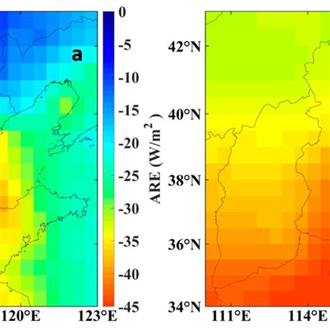 Spatial Distribution Of Annual Averaged A Aerosol Direct Radiative Download Scientific