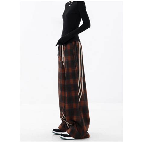 Coffee Plaid Wide Leg Pants