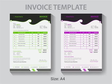 Premium Vector A4 Size Professional Invoice Design Template Easy