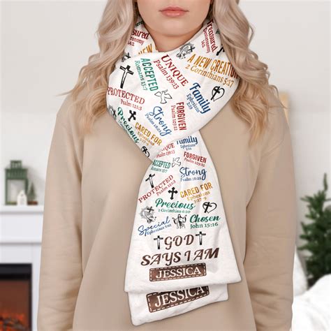 God Says I Am Bible Verses Affirmation Personalized Fleece Scarf