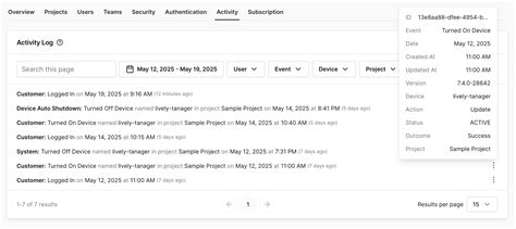 Activity Logging Corellium Support Center