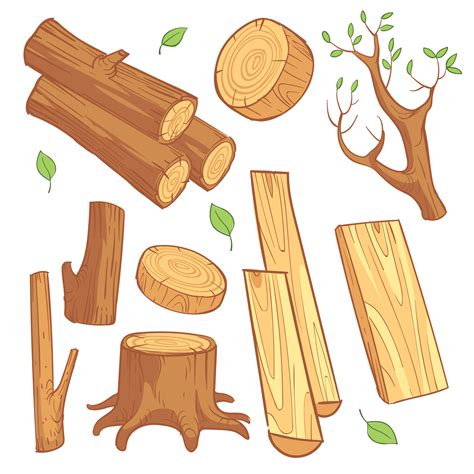 Materiales De Madera De Dibujos Animados Vector Premium