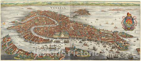 Historic Map Venetia 1636 Matthaus Merian V2 Vintage Wall Art