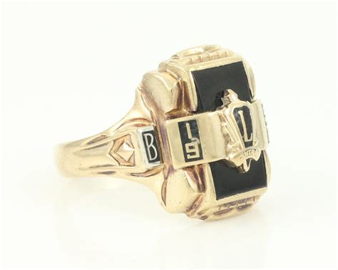 Vintage 10k Onyx Class Ring 1957 Vintage 10k Black Onyx Enamel Class Ring Vintage Size 725