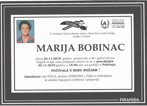Marija Bobinac Piramida Pogrebne Usluge I Cvjećarna