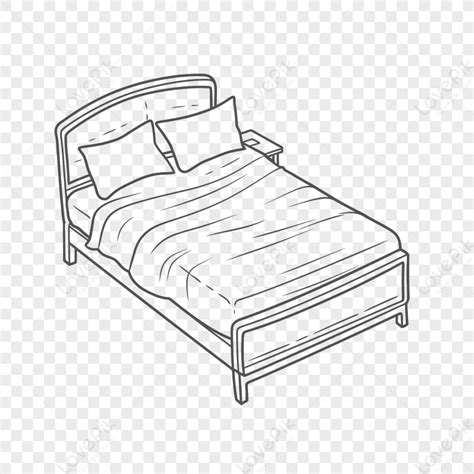 베개 스케치가 있는 침대의 윤곽선 그리기 벡터개요개요 예술 Png 일러스트 무료 다운로드 Lovepik