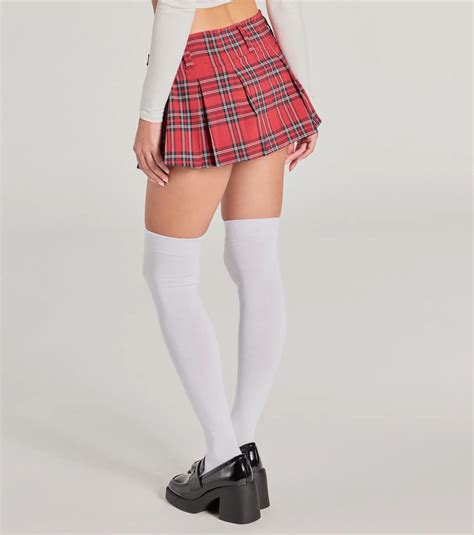 Sassy Vibe Belted Plaid Micro Skort And Windsor