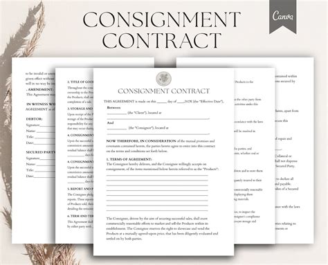 Editable Consignment Contract Product Consignment Contract