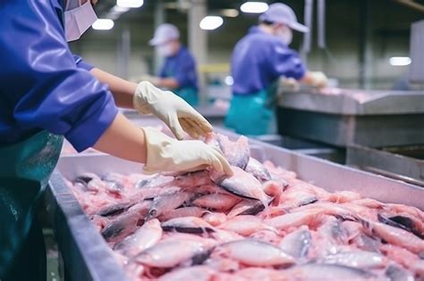 Premium Ai Image Fish Processing Plant People Sort The Fish Moving