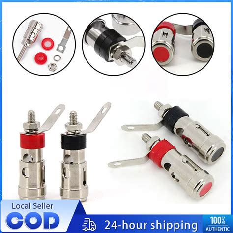 Audio Binding Post Terminal Brass Spring Loaded Speaker Banana Socket Nickel Plated Red Black