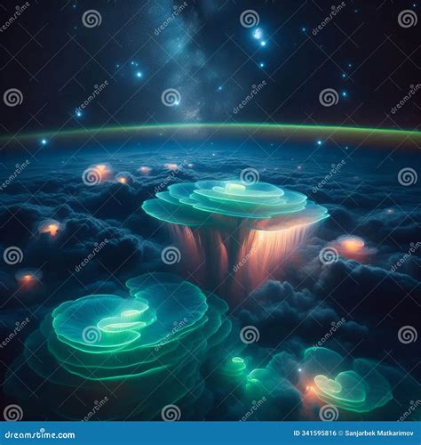 Phosphorescent Bloom A Rare Algae Bloom In The Atmosphere Or Hig Stock