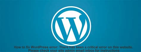 there has been a critical error on this wordpress website