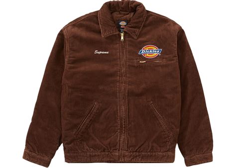Supreme Dickies Corduroy Work Jacket Brown Hombre Fw22 Us