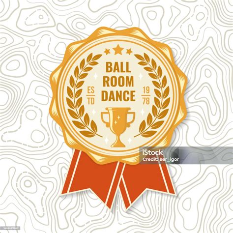 볼룸 댄스 스포츠 클럽 배지 로고 패치 셔츠 또는 로고 인쇄 스탬프 또는 티에 대한 개념입니다 댄스 스포츠 스티커 트로피 컵