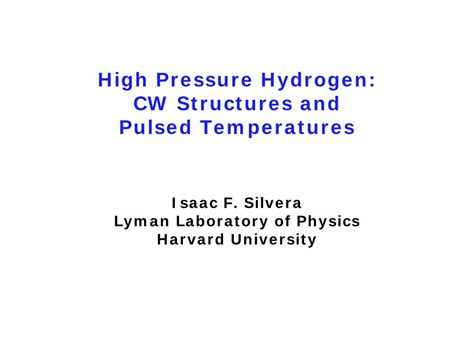 Pdf High Pressure Hydrogen Cw Structures And Pulsed Temperatures