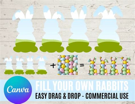 Fill Your Own Easter Bunny On Canva 4 Pack Editable Bunny Rabbit Canva