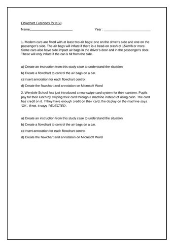 Flowchart Exercise Ks3 Teaching Resources