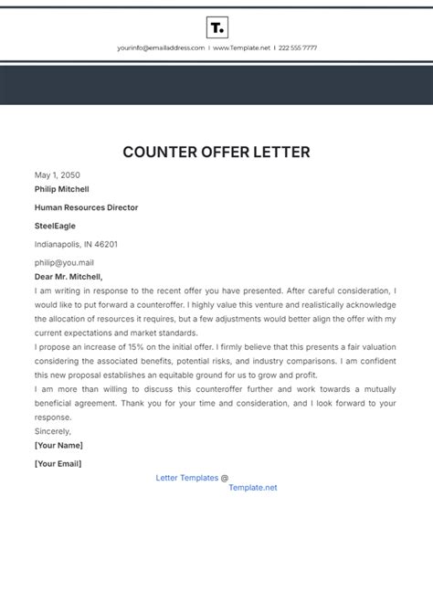 Counter Offer Letter Template
